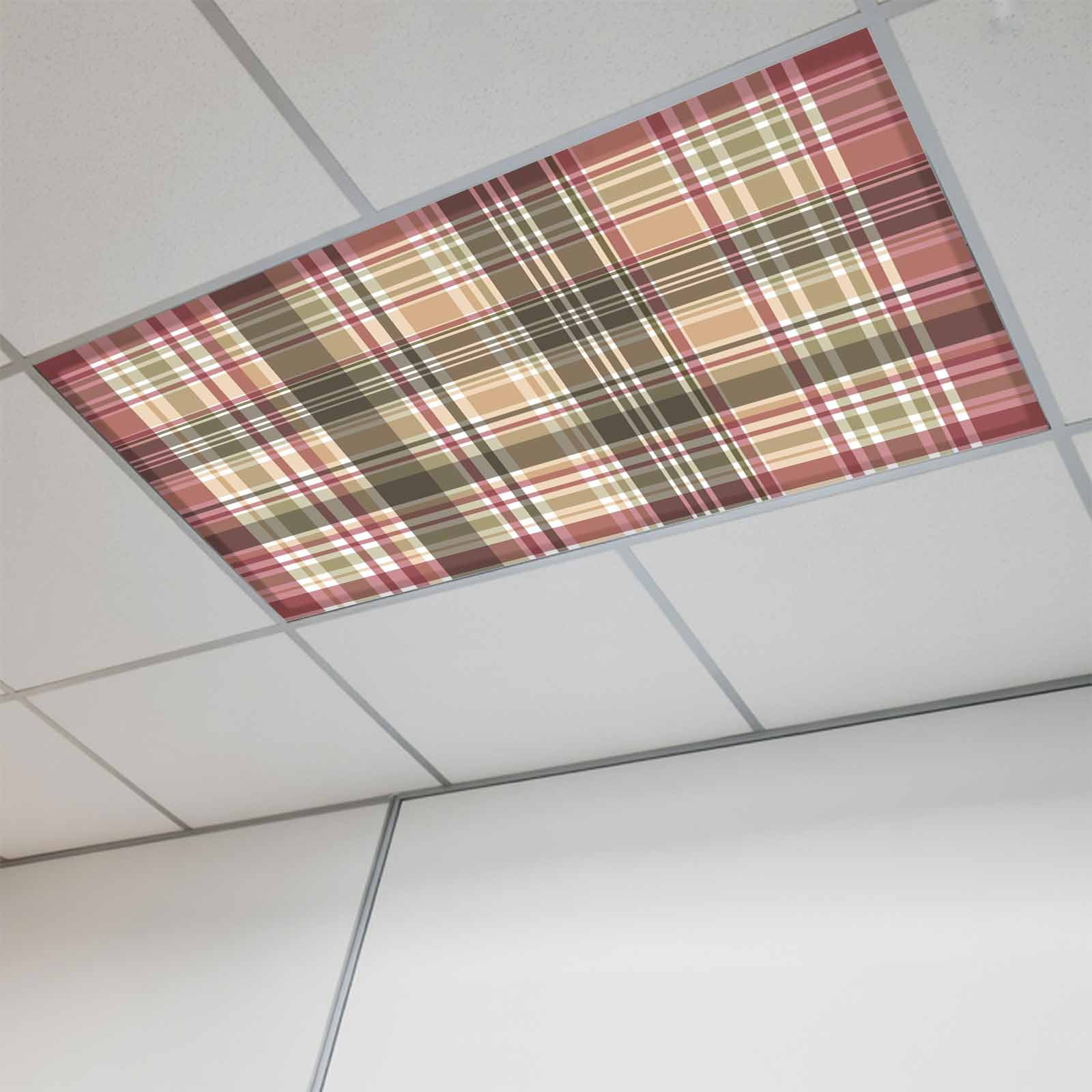 Fluorescent Light Covers for Ceiling Lights Classroom, Red Brown Plaid ...