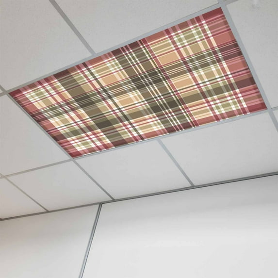 Fluorescent Light Covers for Ceiling Lights Classroom, Red Brown Plaid ...