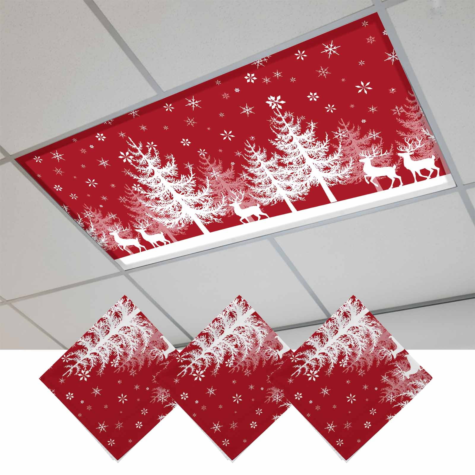 Fluorescent Light Covers for Ceiling Lights Classroom, Red Christmas ...