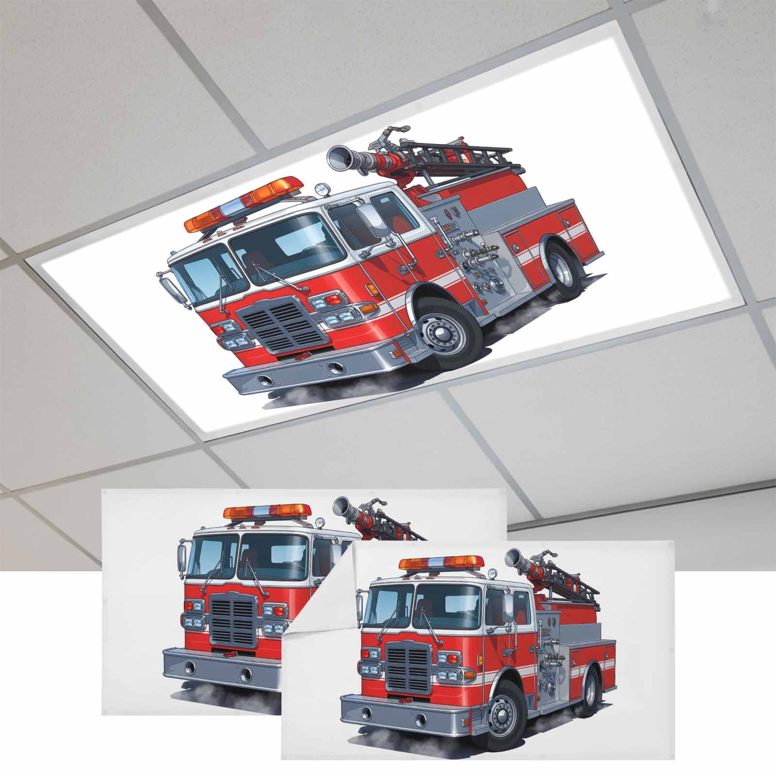 Fluorescent Light Covers for Ceiling Lights Classroom, Red Fire Trucks ...
