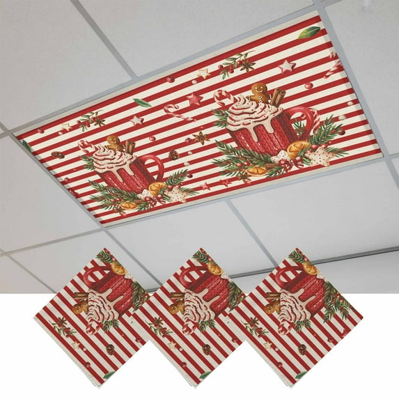 Fluorescent Light Covers for Ceiling Lights Classroom, Red Striped ...
