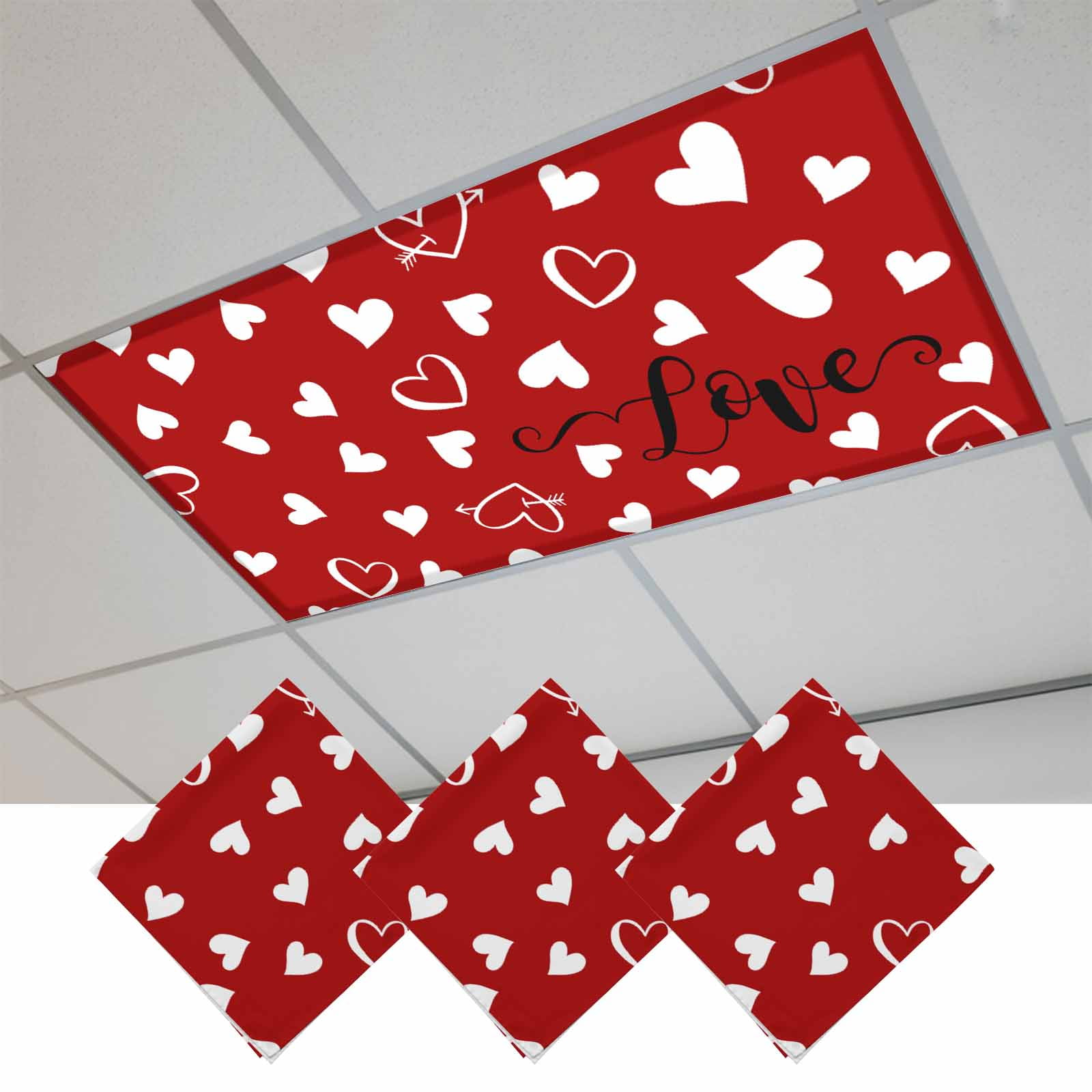 Fluorescent Light Covers for Ceiling Lights Classroom, Red Valentine's ...