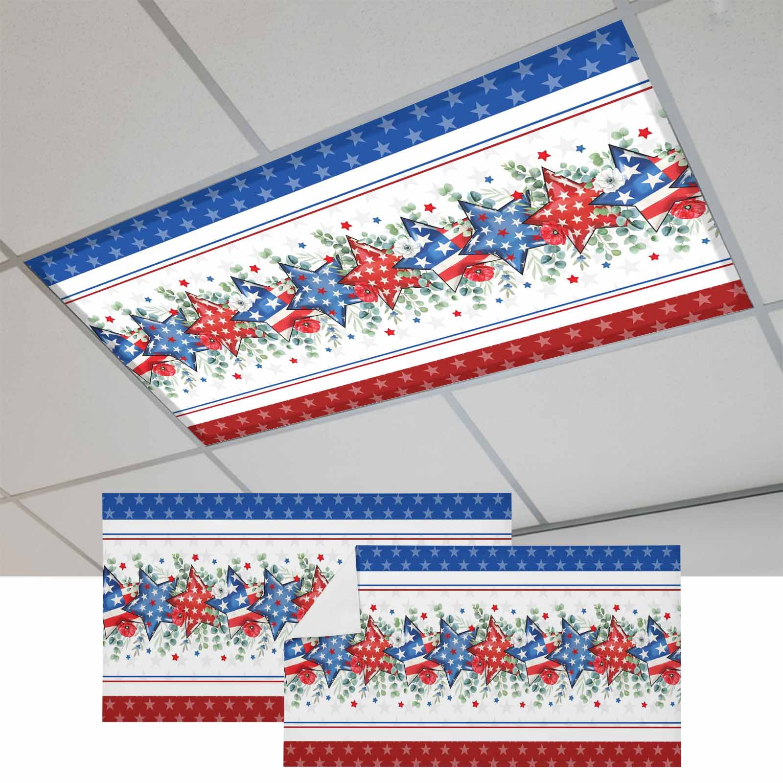 Fluorescent Light Covers for Ceiling Lights Classroom, Red White Blue ...