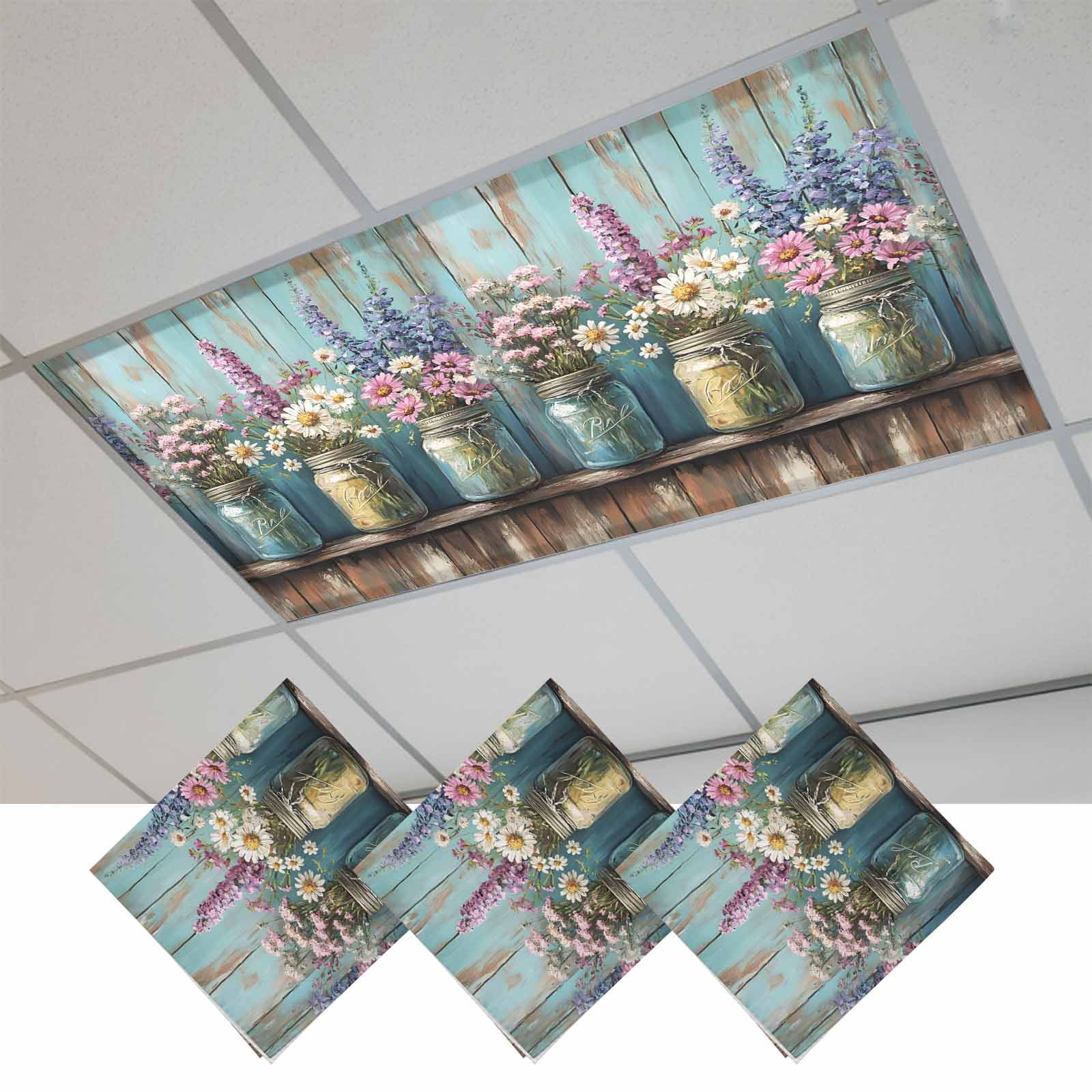 Fluorescent Light Covers for Ceiling Lights Classroom, Retro Magnetic ...