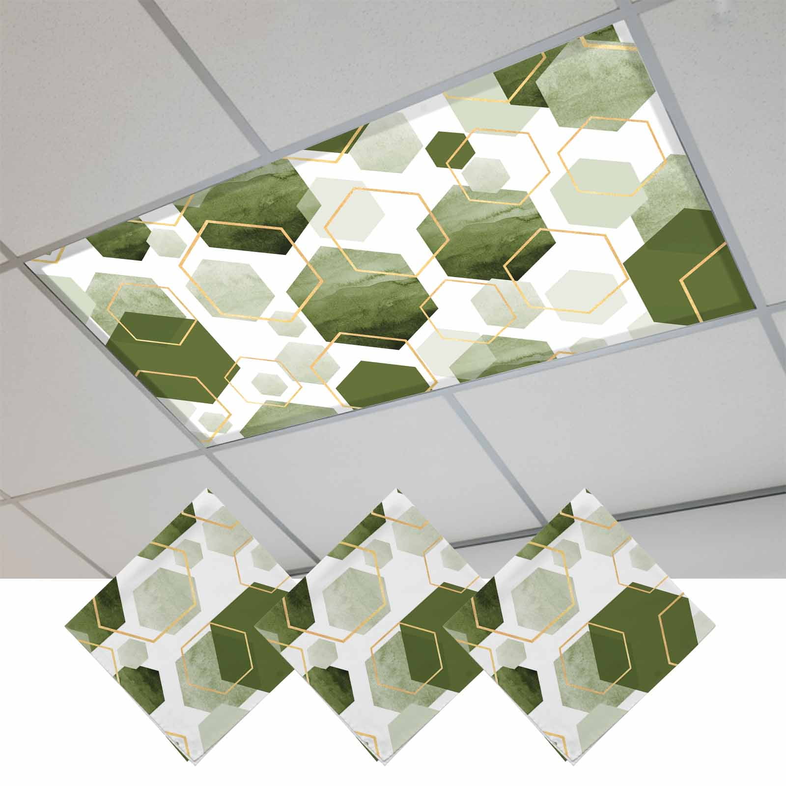 Fluorescent Light Covers for Ceiling Lights Classroom, Sage Green Gold ...