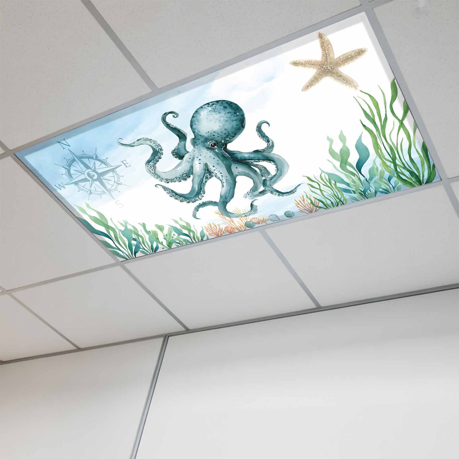 Fluorescent Light Covers for Ceiling Lights Classroom, Sea Octopus ...