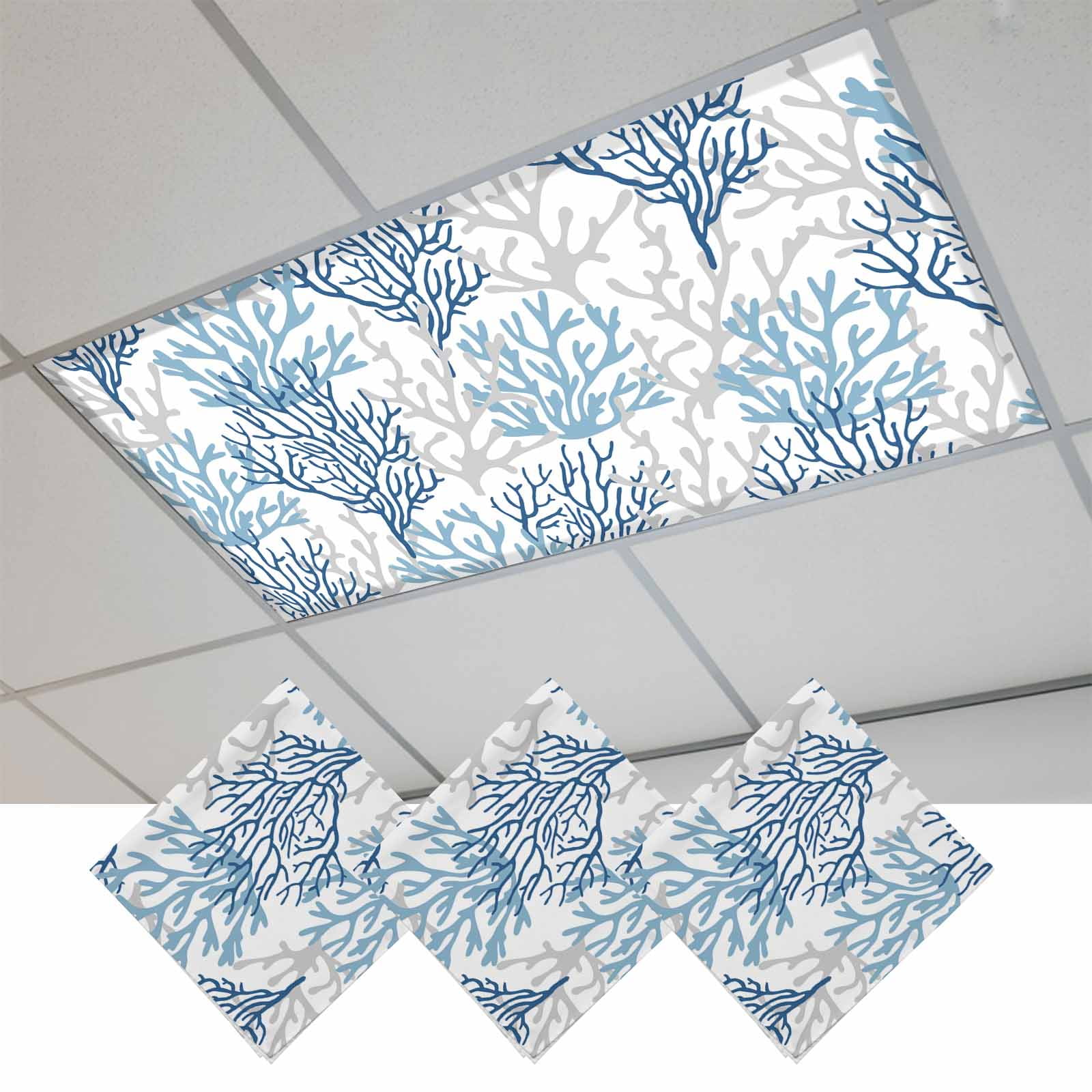 Fluorescent Light Covers for Ceiling Lights Classroom, Sky Blue Grey ...