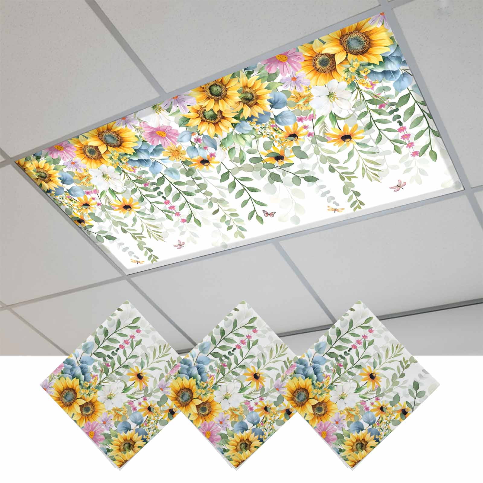 Fluorescent Light Covers for Ceiling Lights Classroom, Sunflower ...