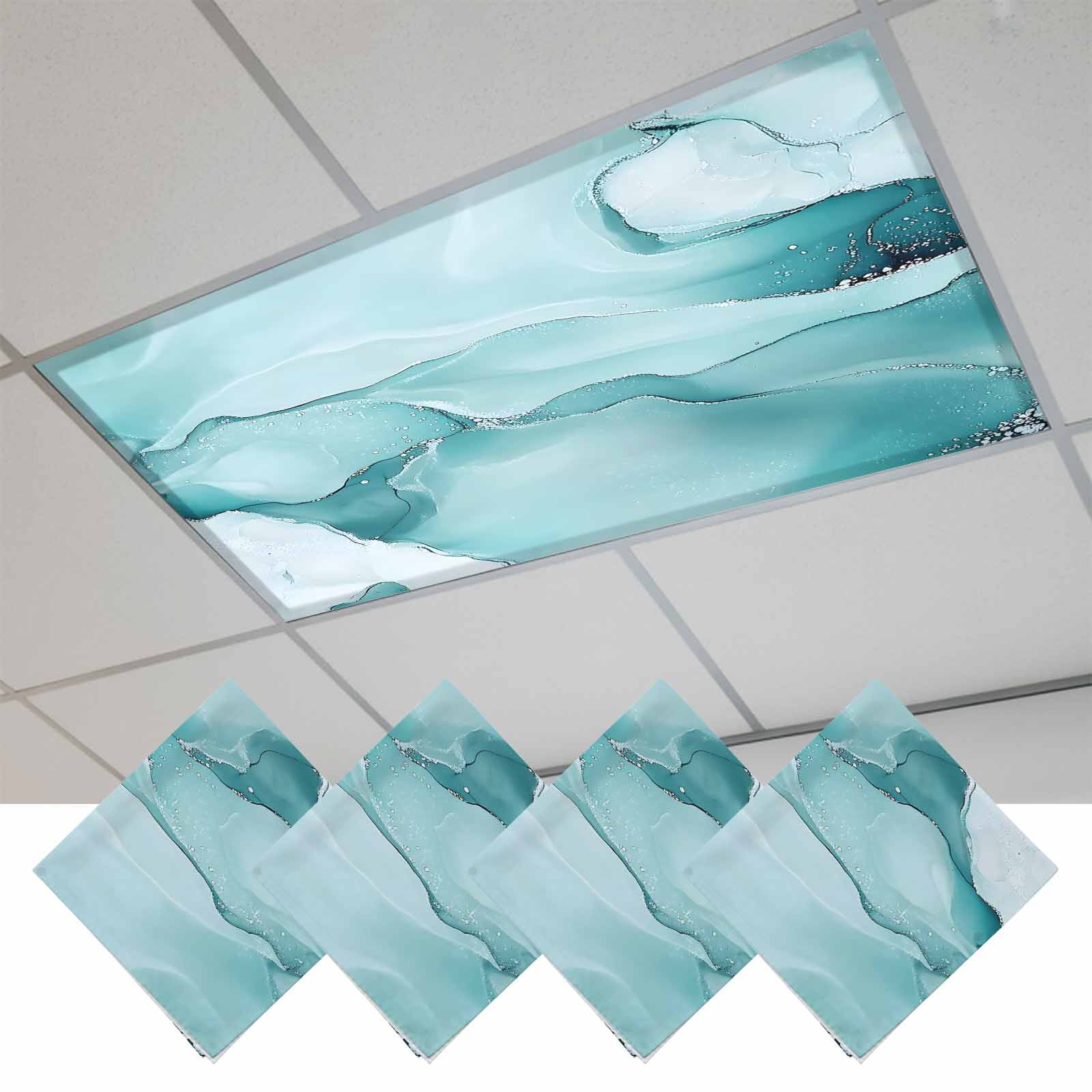 Fluorescent Light Covers for Ceiling Lights Classroom, Teal Silver ...