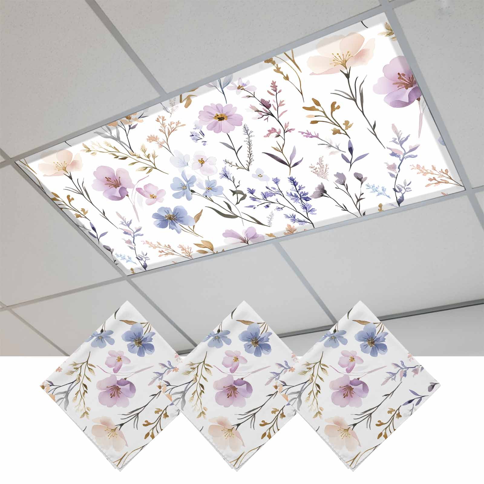 Fluorescent Light Covers for Ceiling Lights Classroom, Watercolor Blue ...