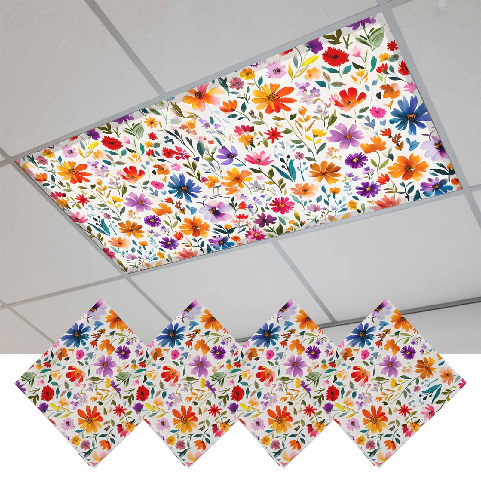 Fluorescent Light Covers for Ceiling Lights Classroom, Watercolor Wild ...