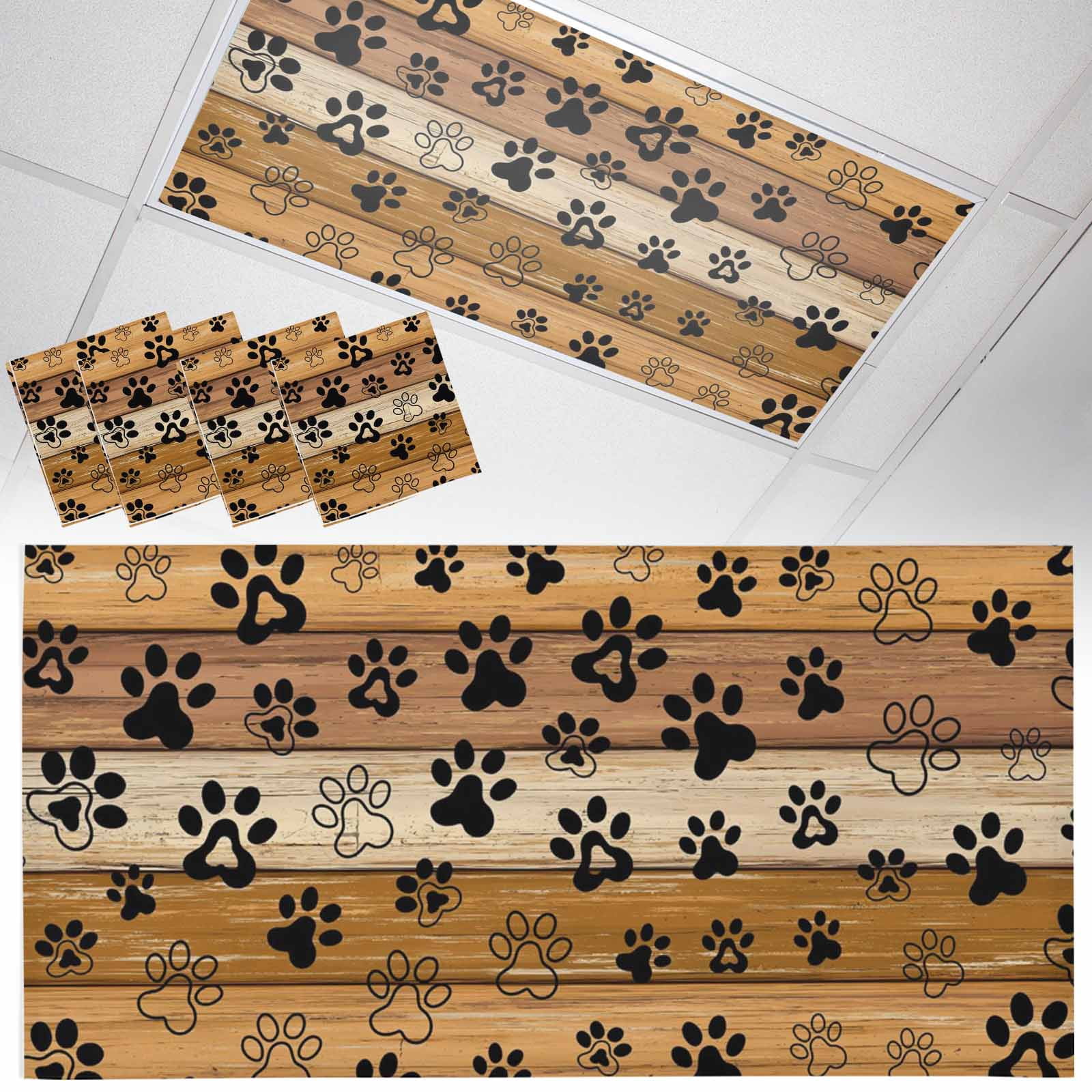 Fluorescent Light Covers for Ceiling Lights Dog Paw Print Magnetic ...