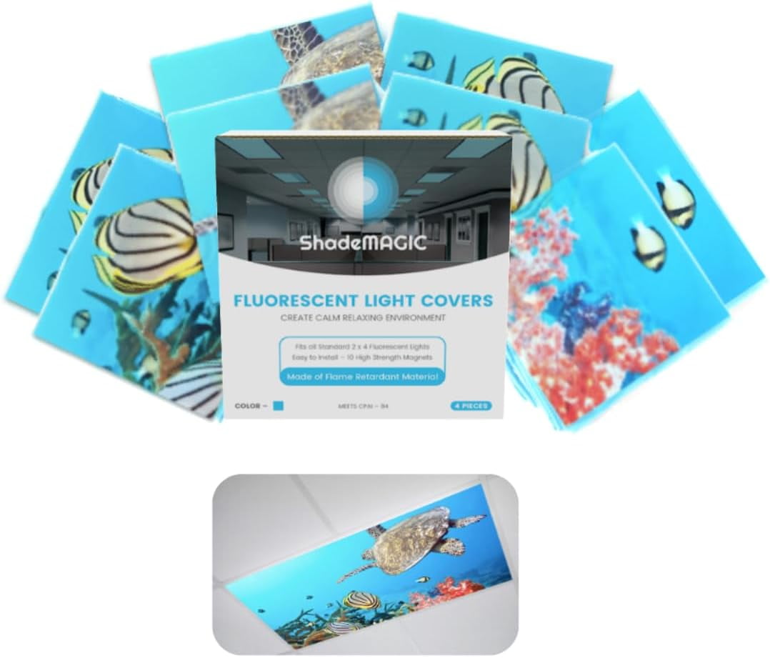Fluorescent Light Covers for Classroom Office-Seascape-Light Filter ...