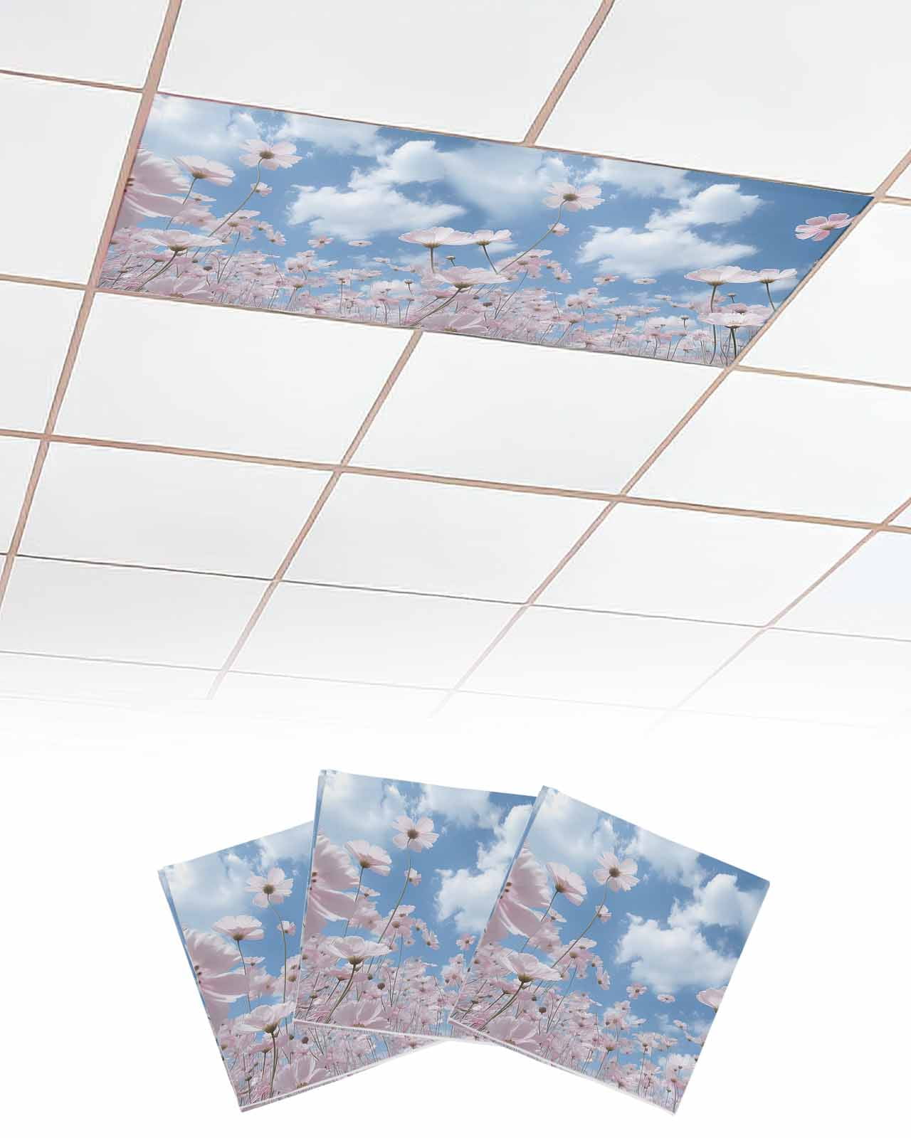 Fluorescent Light Covers For Ceiling Lights Magnetic 3PCS Cloud and ...