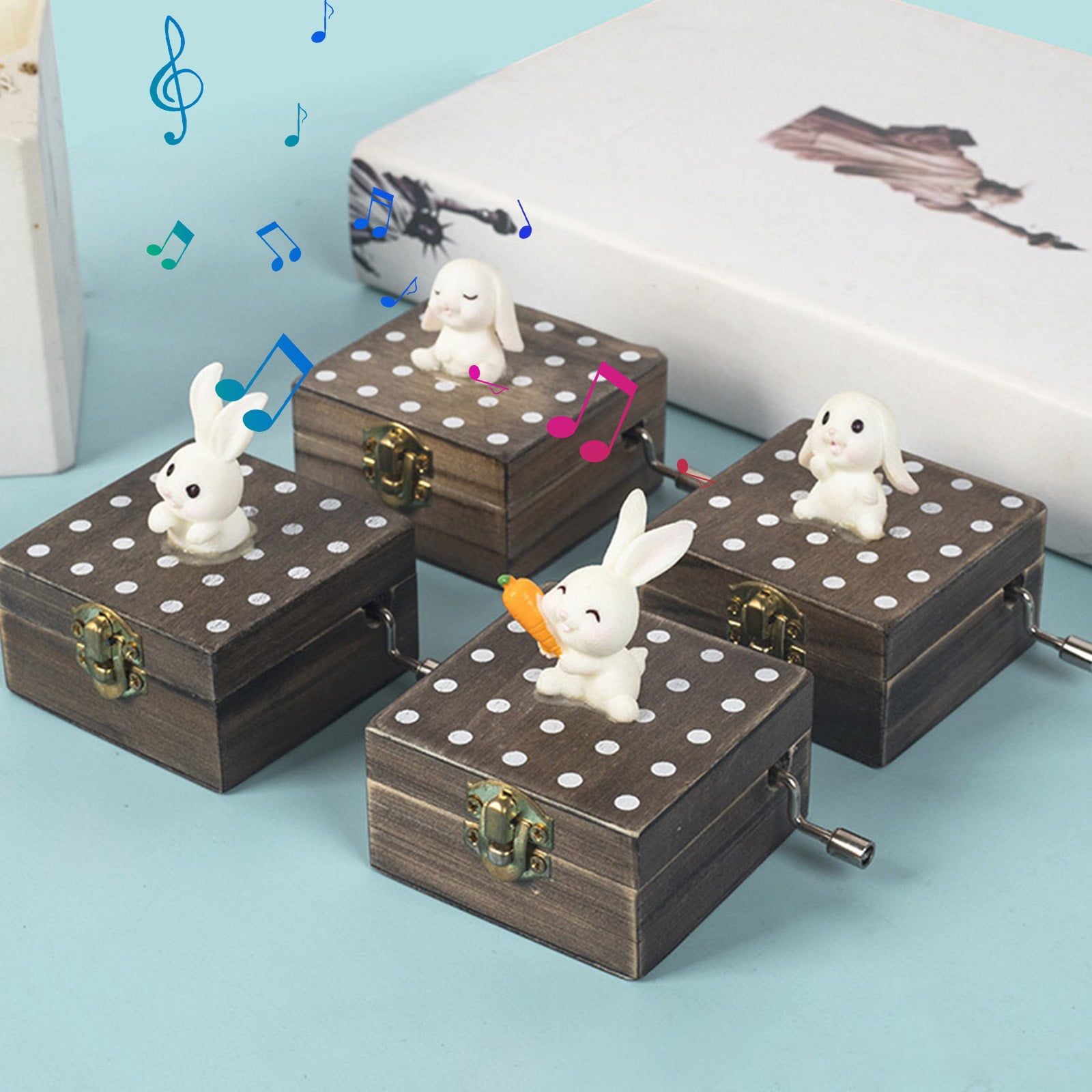 Fluorescent Music Box, Wooden Rotating Musical Box, Mini Animal Decor, Nighttime Melody Player ...