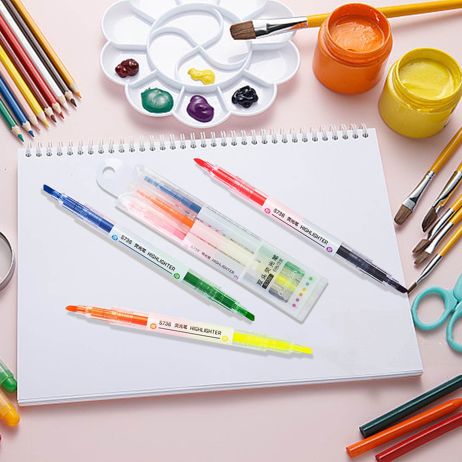 Fluorescent Notebook Pen Color Double Headed Rough Scratch Key Set ...