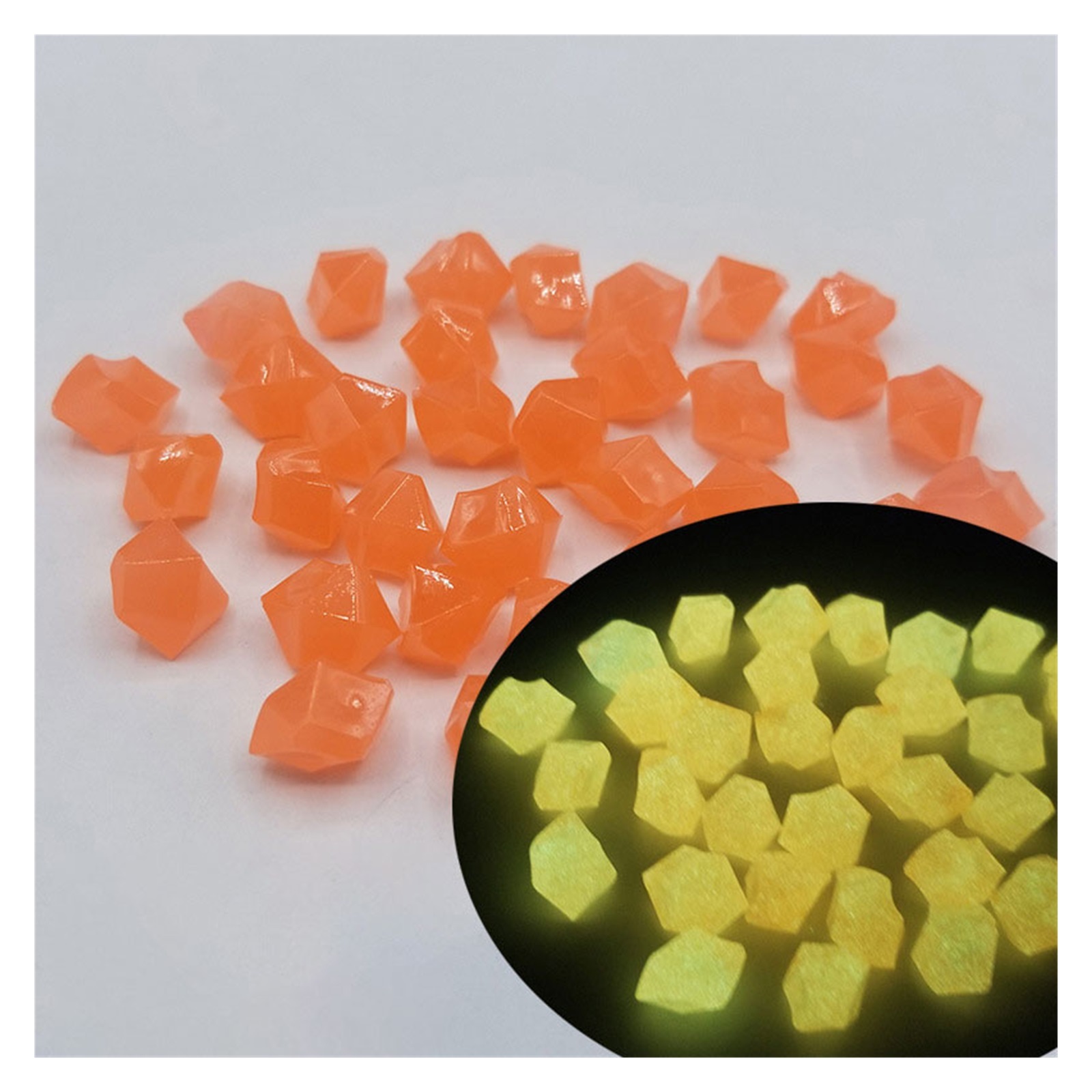 Fluorescent Pebbles, 300pcs Glow in the Dark Ice Cube Pebbles, Glow ...