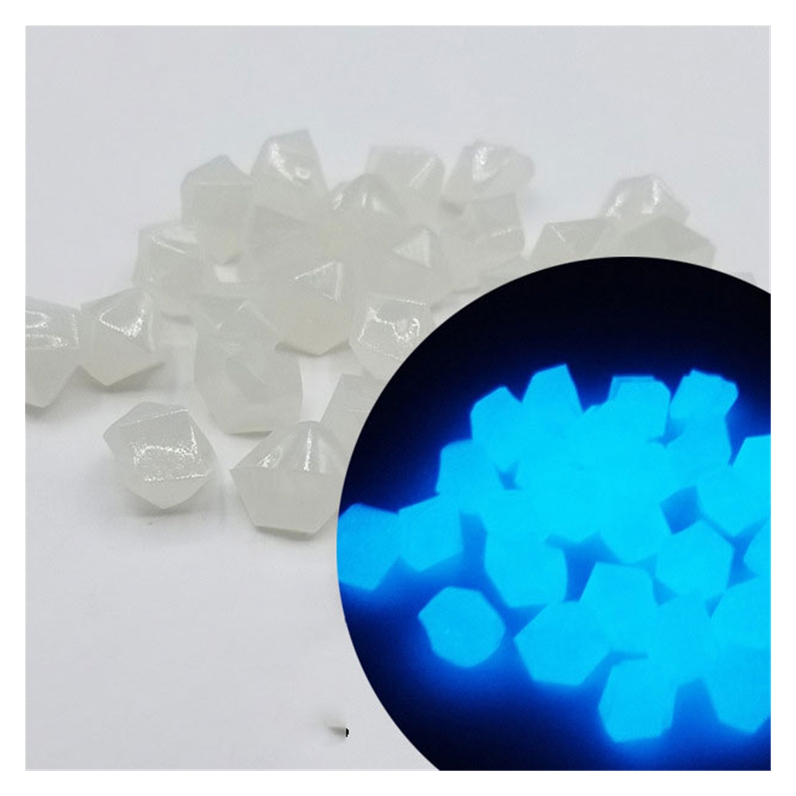 Fluorescent Pebbles, 300pcs Glow in the Dark Ice Cube Pebbles, Glow ...