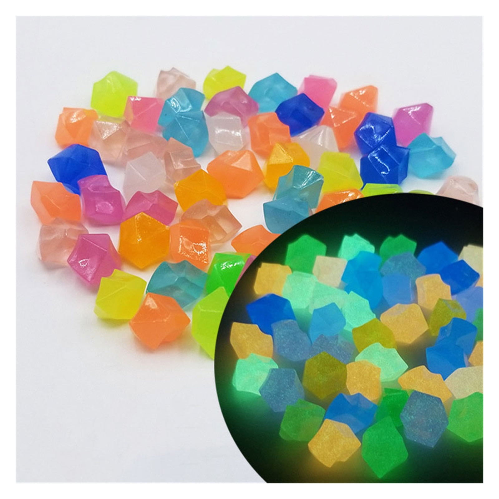 Fluorescent Pebbles, 300pcs Glow in the Dark Ice Cube Pebbles, Glow ...