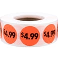 Fluorescent Red $4.99 Pricing Stickers | 0.75" Inch Round | 500 Pack ...