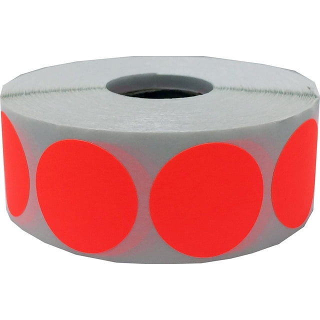 Fluorescent Red Circle Stickers, 25 mm 1 Inch Dot Labels 500 Pack ...