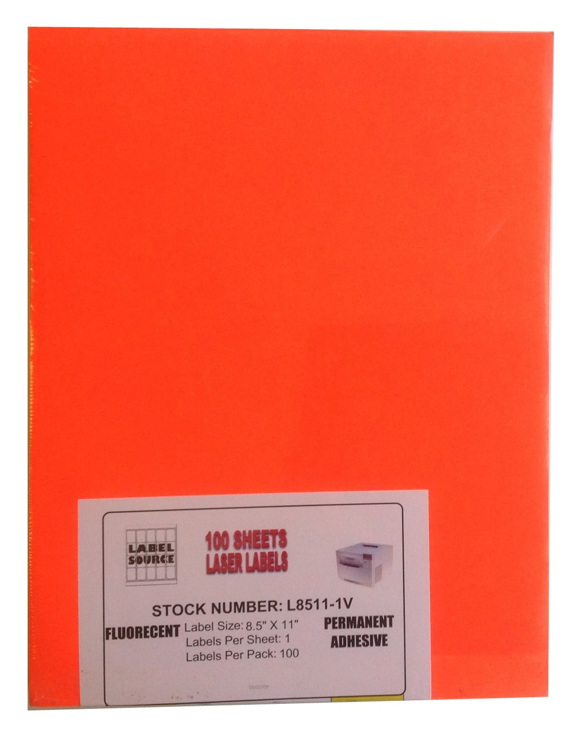 Fluorescent Red Laser Labels, 8.5" x 11", Full Sheet Label, Permanent ...