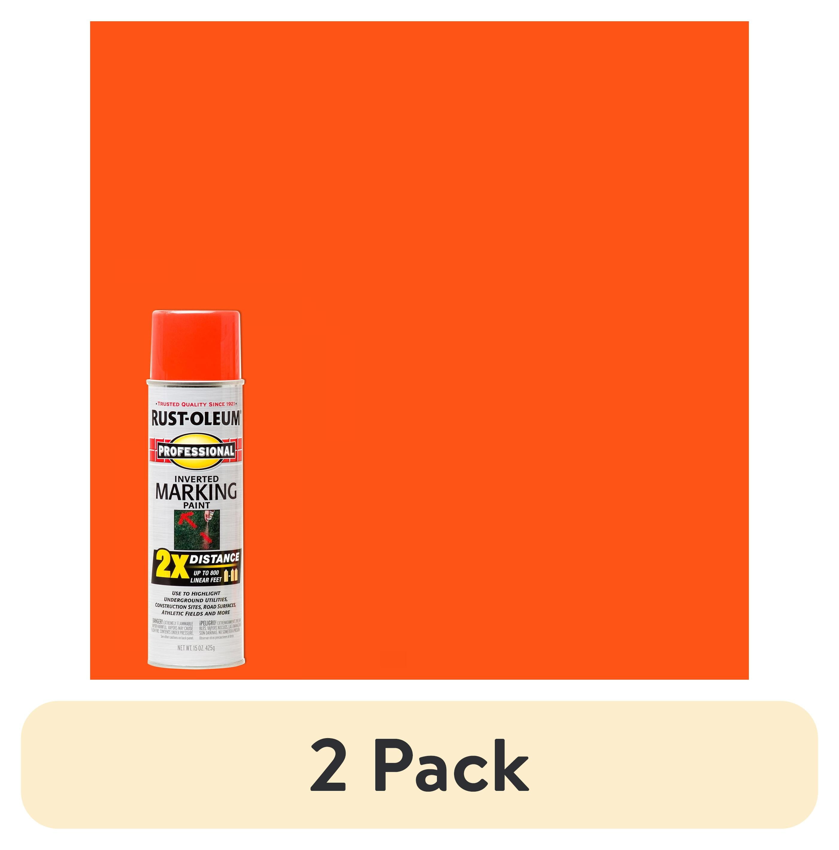 (2 pack) Fluorescent Red-Orange, Rust-Oleum 2X Inverted Marking Spray Paint-266590, 15 oz ...