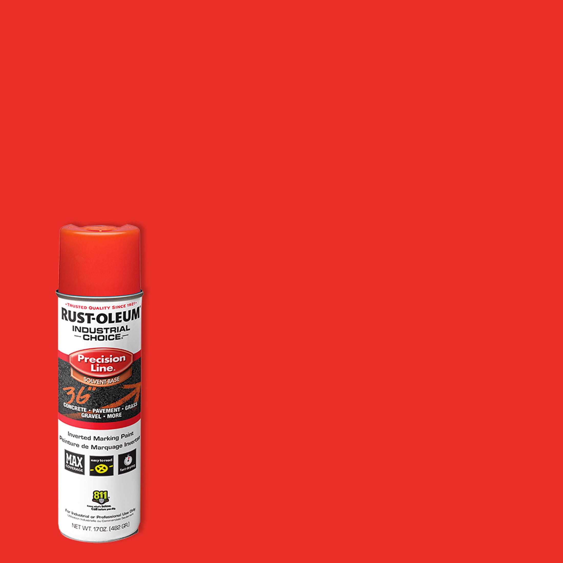 12 Pack, Fluorescent Red, Rust-Oleum Precision Line Marking Flat Spray ...