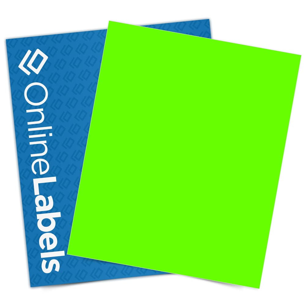 Fluorescent Sticker Paper, 8.5 x 11 Full Sheet Label, 100 Sheet Pack ...