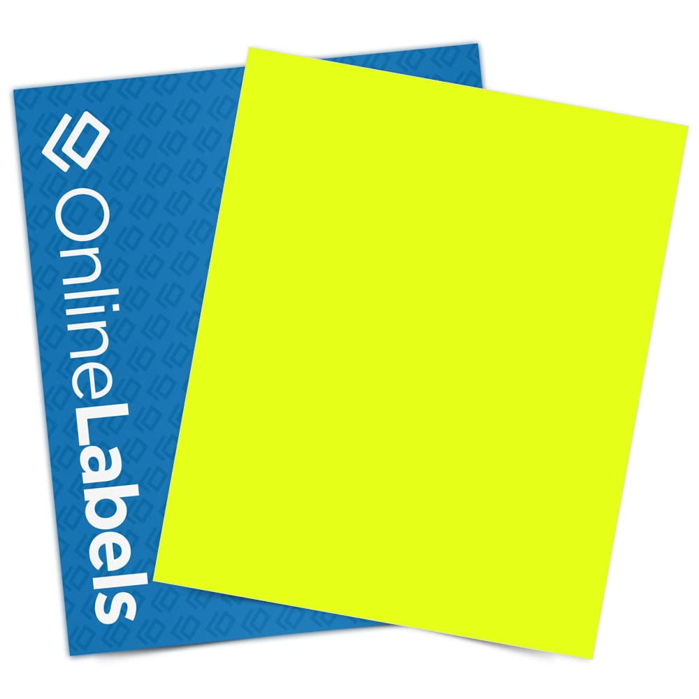 Online Labels Fluorescent Yellow Sticker Paper, 8.5x11, 100 Pack ...