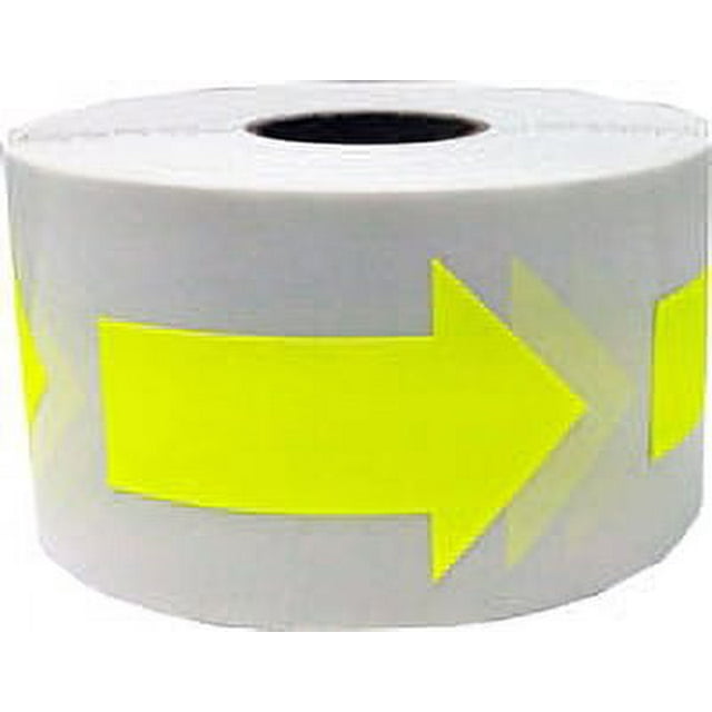 Fluorescent Yellow Arrow Stickers | 2 x 1" Inches Arrow Shape | 500 ...