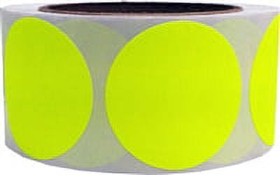 Fluorescent Yellow Circle Stickers | 2" Inches Round | 500 Pack ...