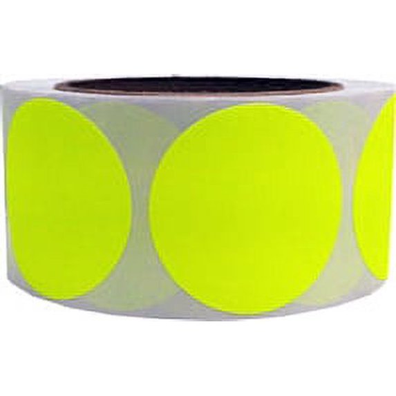 Fluorescent Yellow Circle Stickers | 2" Inches Round | 500 Pack ...