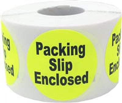 Fluorescent Yellow Circle with Black Packing Slip Enclosed Stickers, 1. ...