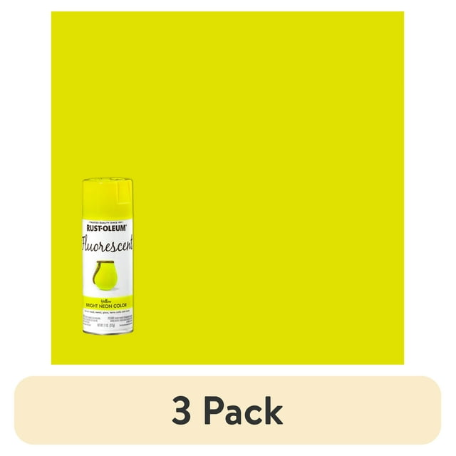 (3 pack) Fluorescent Yellow, Rust-Oleum Specialty Flat Spray Paint- 11 ...