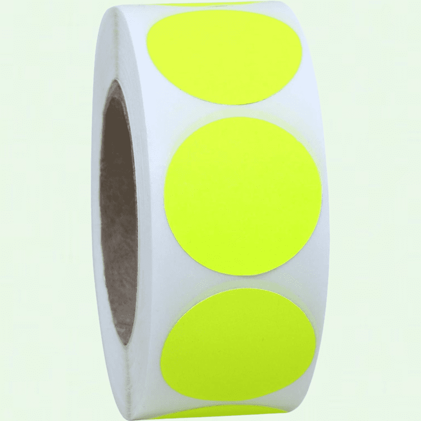 Fluorescent Yellow Shooting Target Pasters, 1 Inch, 1,000 Adhesive ...