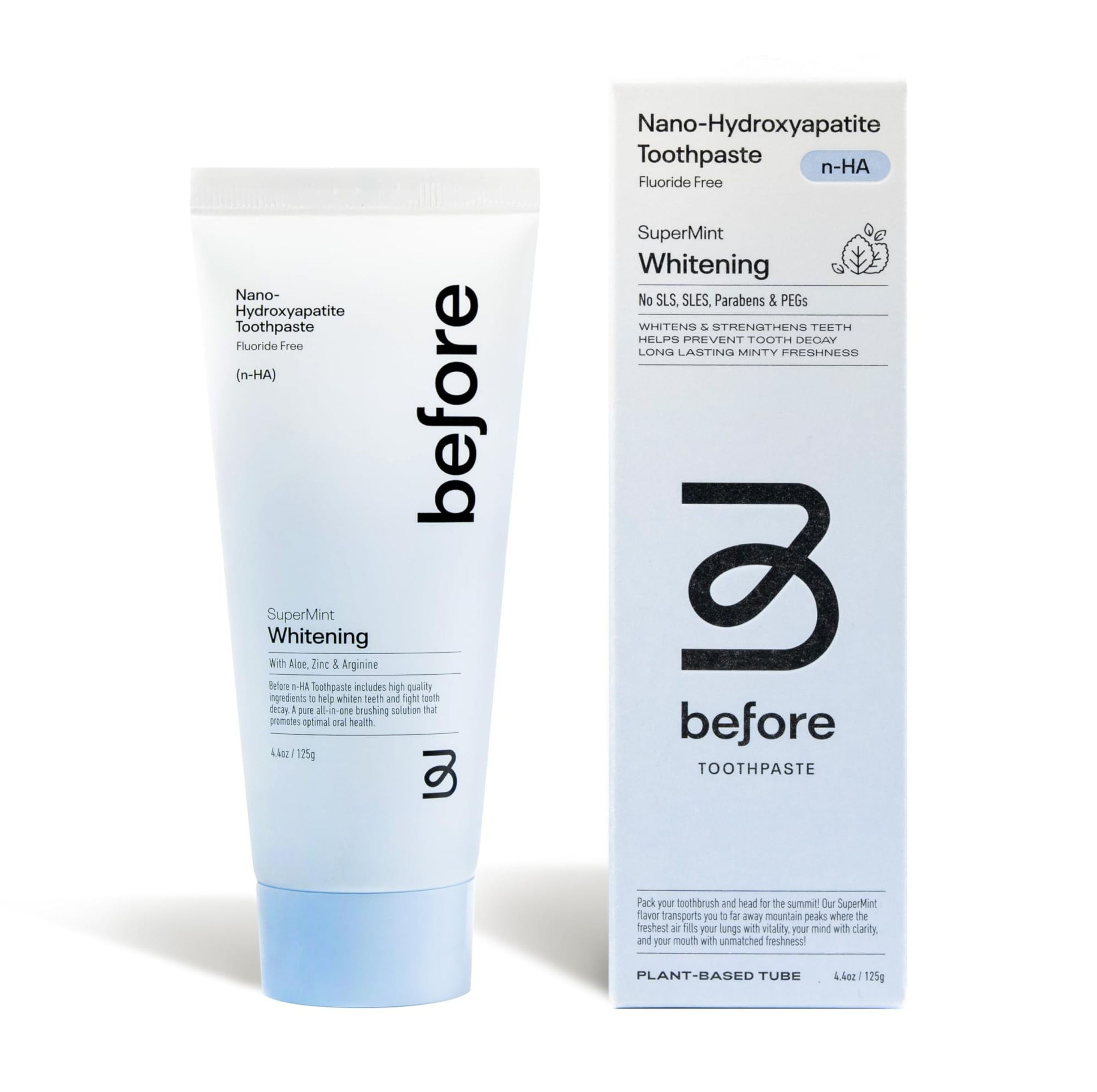 Before Fluoride Free n-HA STF9 Whitening Toothpaste, Natural, Nano ...