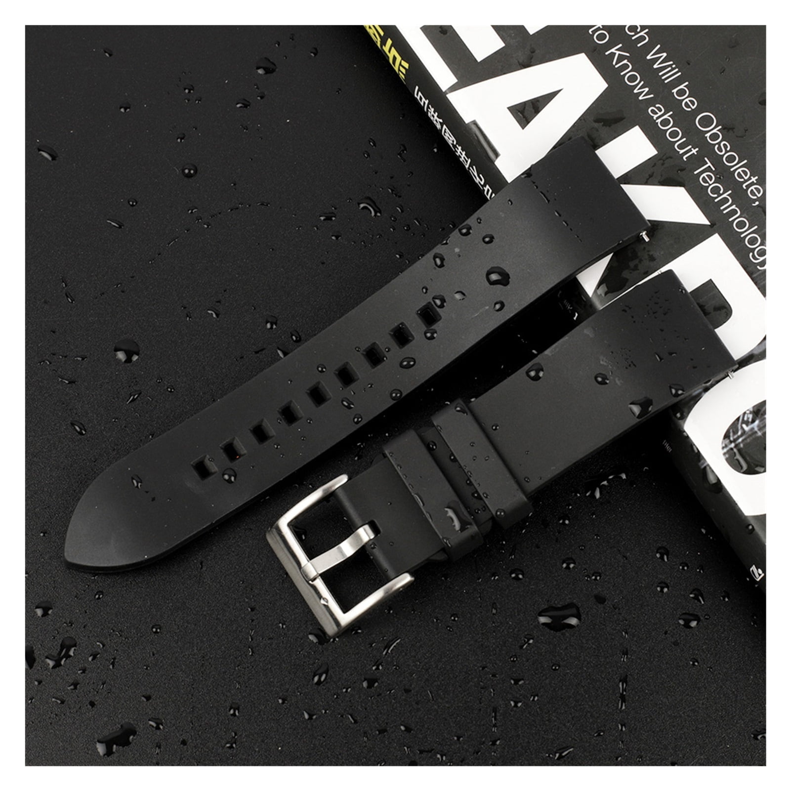 Fluorine Rubber Watch Band 18mm 20mm 22mm 24mm Bracelet Quick Release Bar For Diving Sport Watch ...