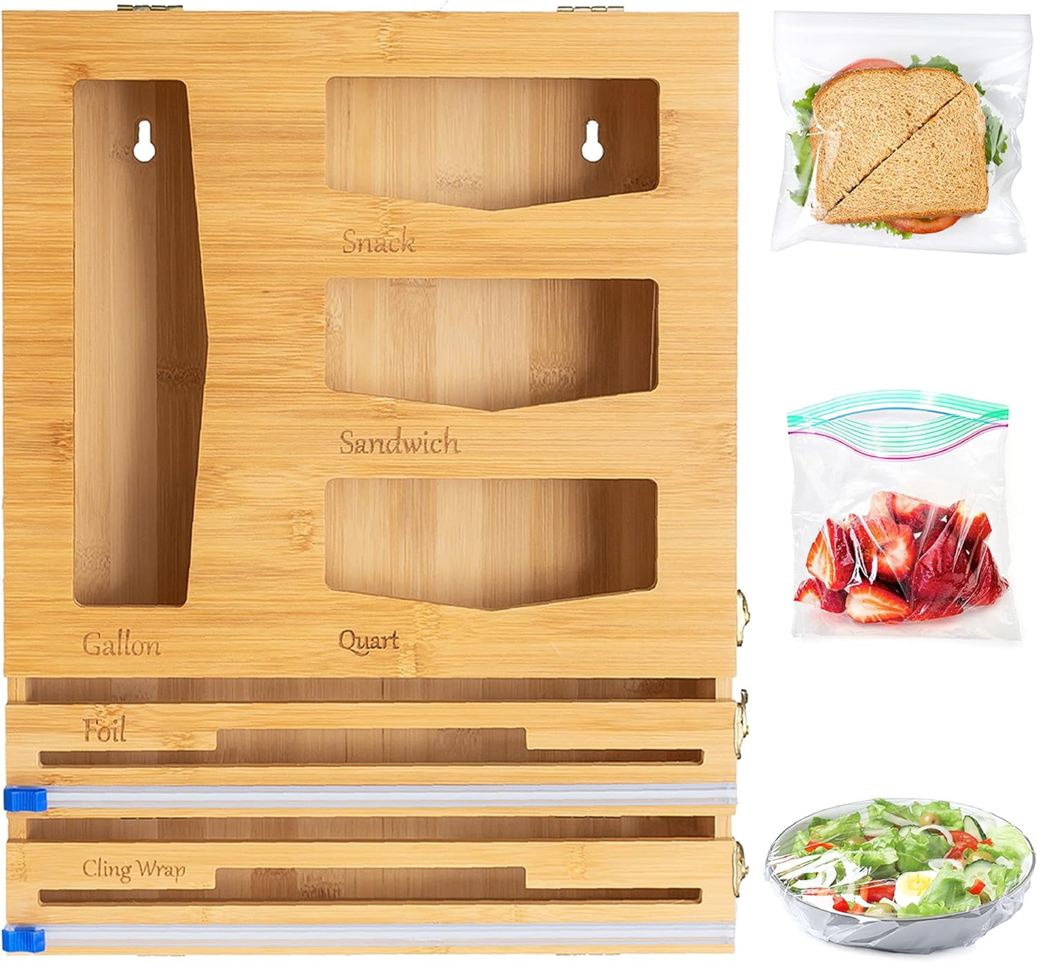 Fluorite Bamboo Kitchen Drawer Organizer for Foil and Plastic Wrap ...