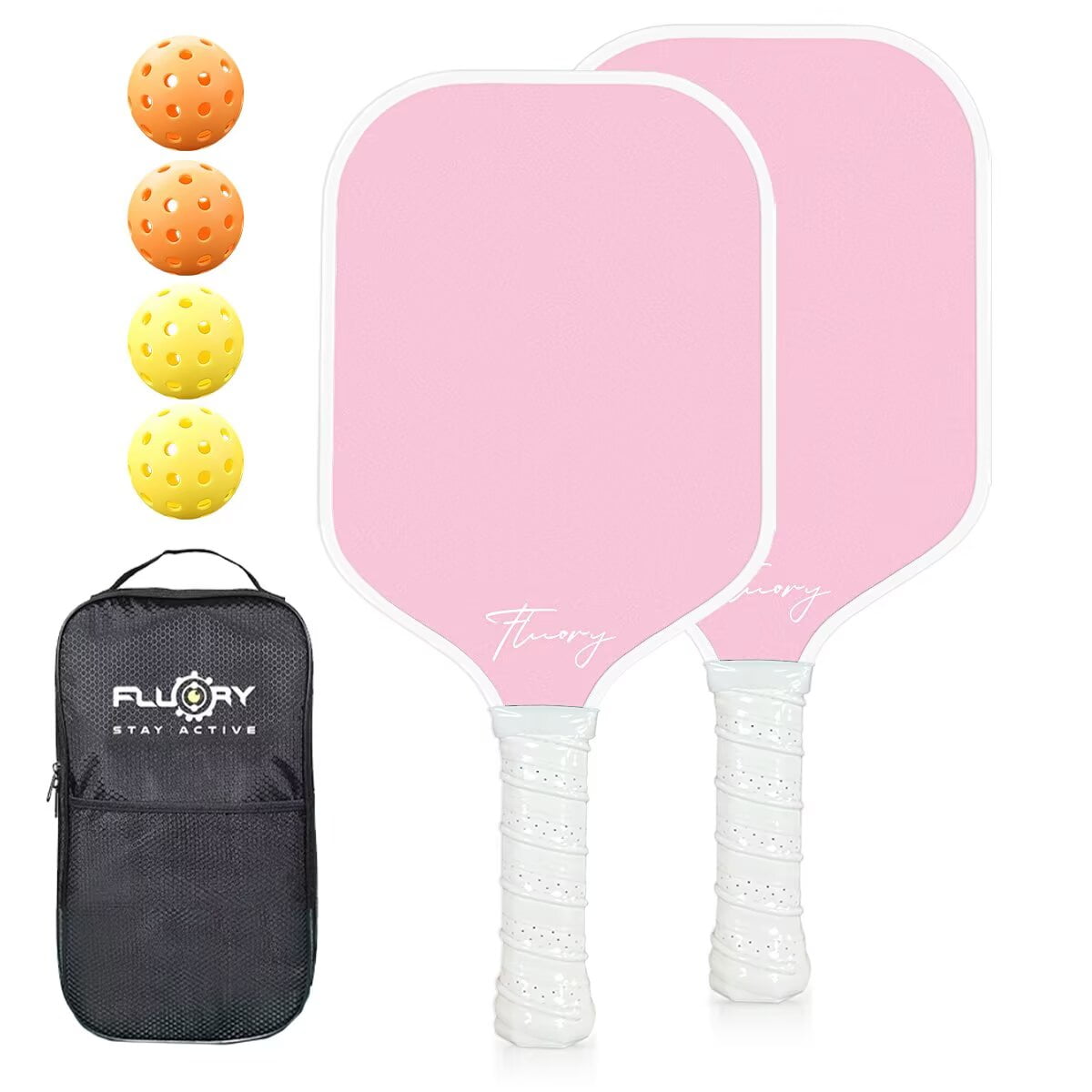 Fluory Glass Fibre Pickleball Paddles Set, 2 Pickle Ball Rackets with 4 ...