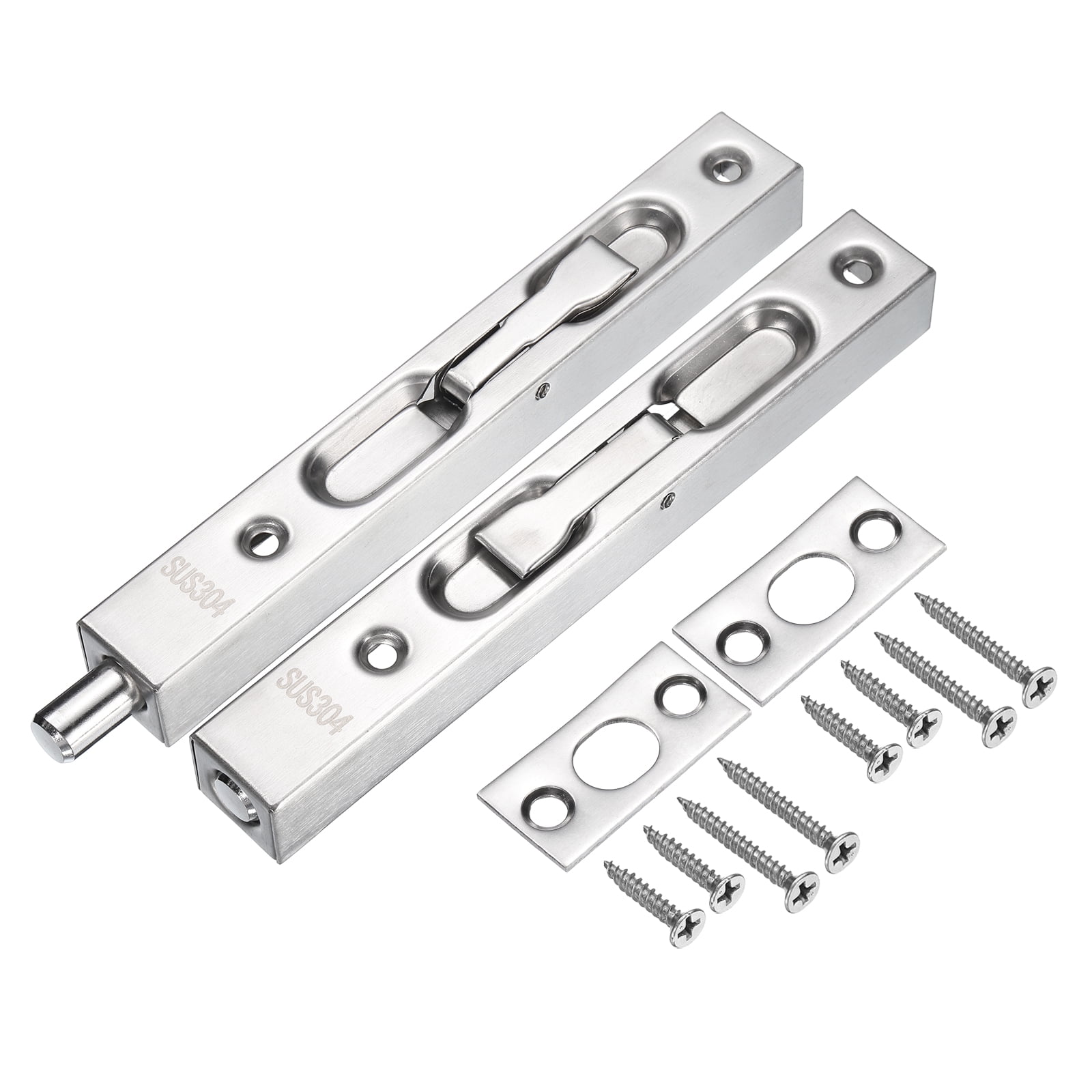Flush Bolt, 6" 304 Stainless Steel Security Door Guard Latch 2Pack ...