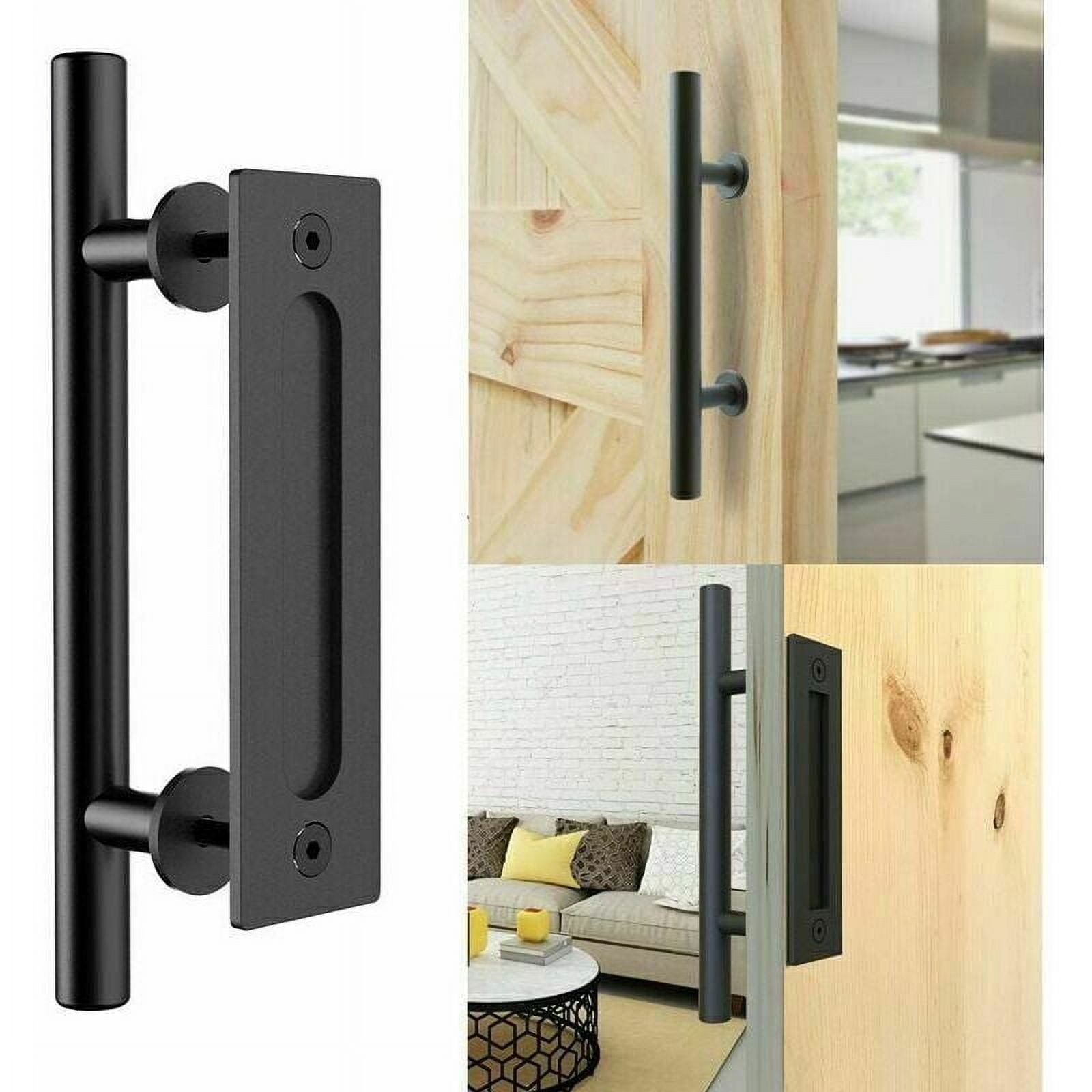 Flush Door Handle Hardware Set, Solid Steel Barn Door Pull Kit with ...