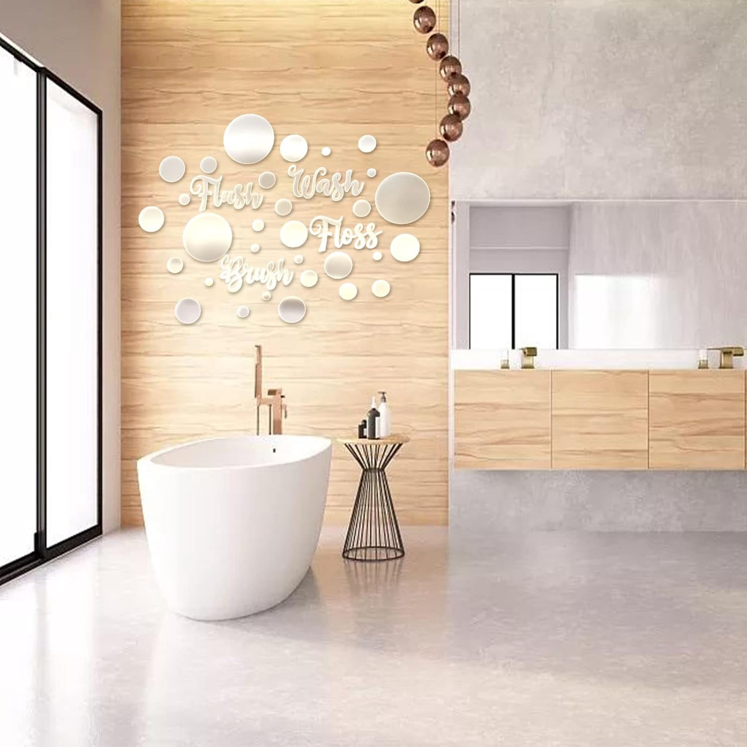 Flush Floss Wash and Brush Acrylic Wall Stickers Mirror Decor Stickers ...
