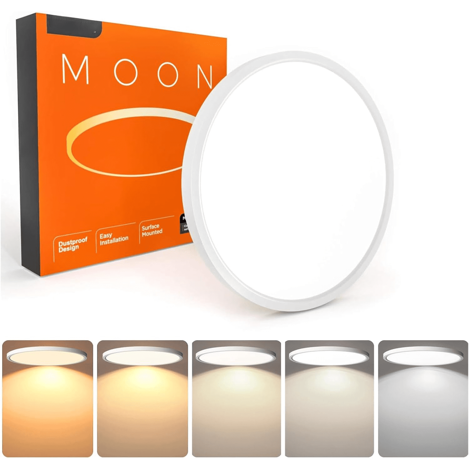 Flush Mount 12 Inch Ceiling Light (Milk White Shell), 20W Surface Mount ...