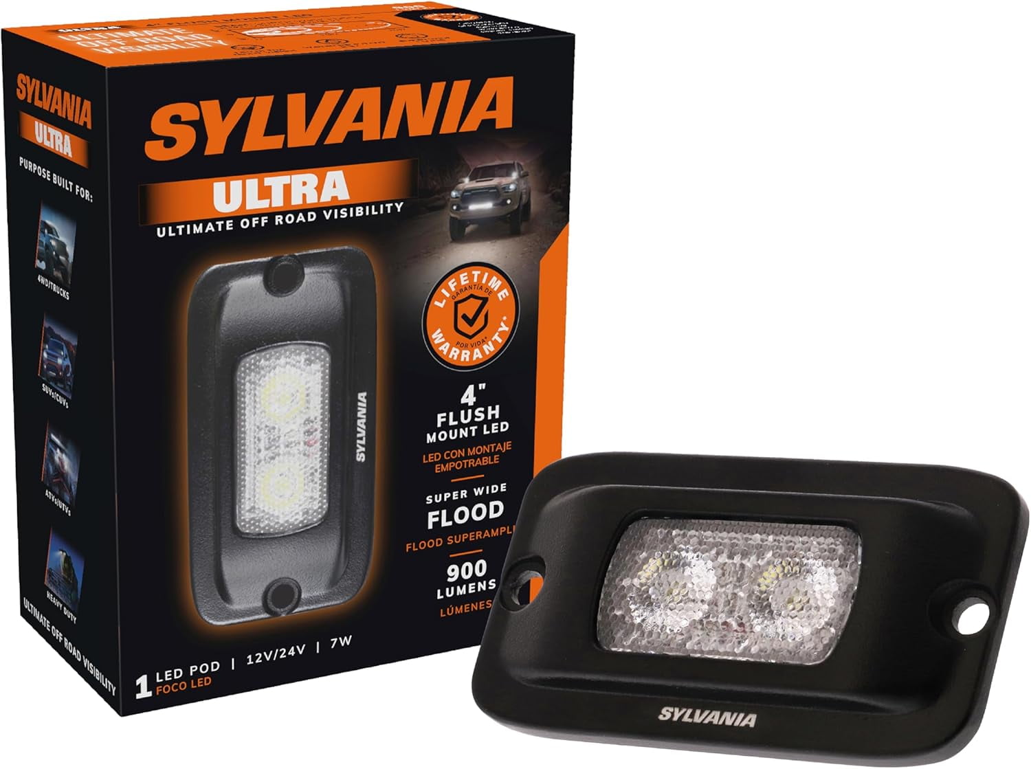Flush Mount 4 Inch LED Light Pod - Lifetime Limited Warranty - Wide ...