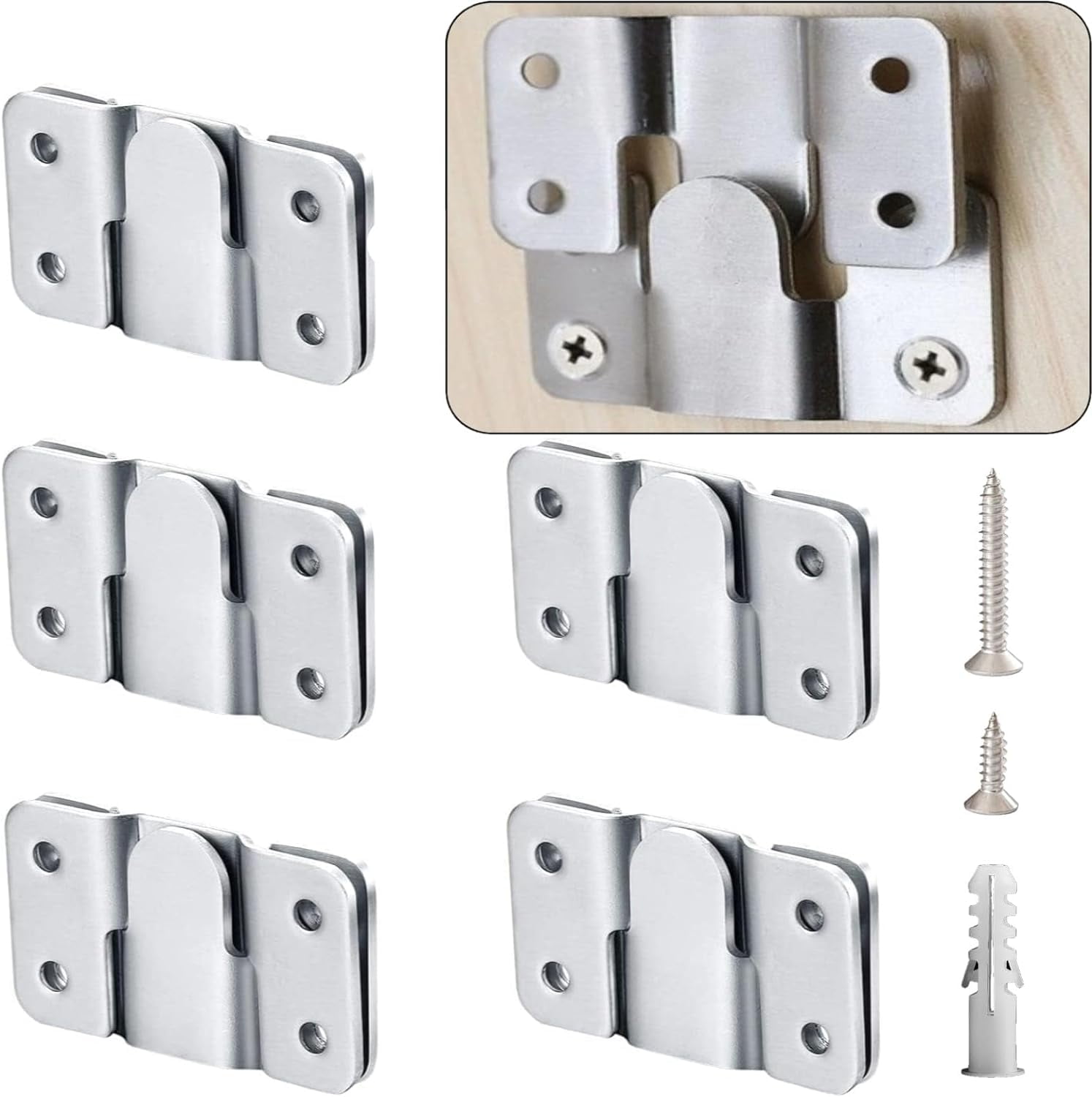 Flush Mount Bracket with Screws 6 Sets Hanging Buckle Kit, Interlocking ...