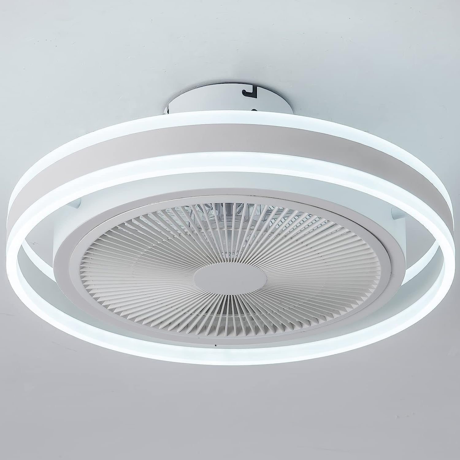 Flush Mount Ceiling Fan with Lights, 20'' Modern Bladeless Ceiling Fan ...