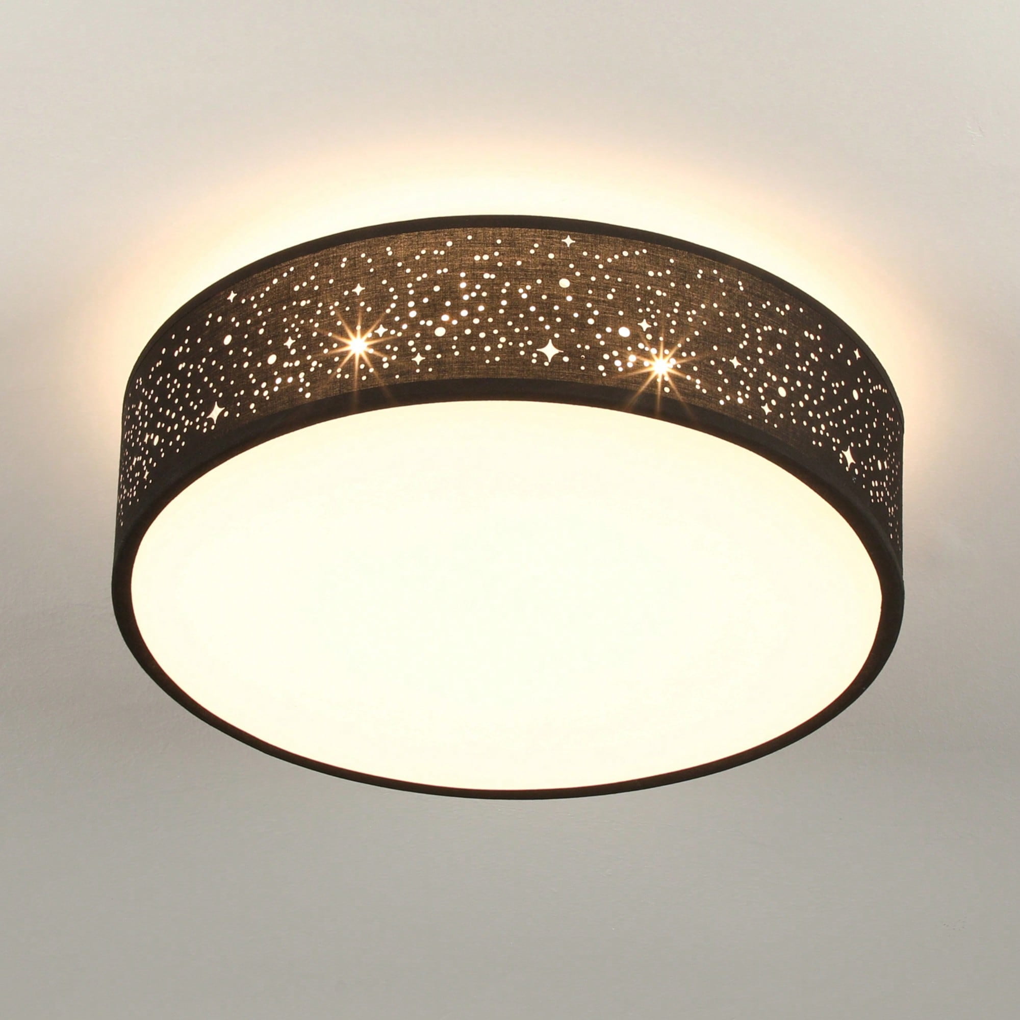 Flush Mount Ceiling Light - 14.9" Diameter Drum Lamp Shade LED Fixture ...