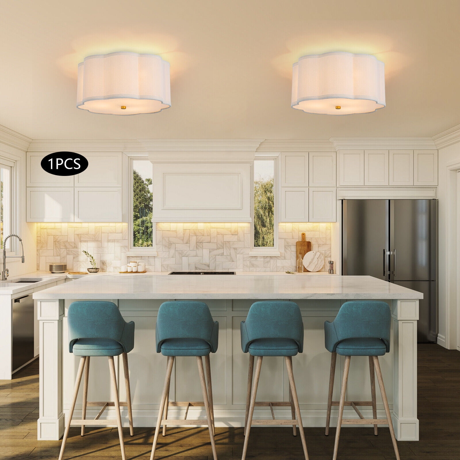 Flush Mount Ceiling Light, Ceiling Light Fixture,Creamy White Ceiling Lamp,Ceiling Light With PC ...