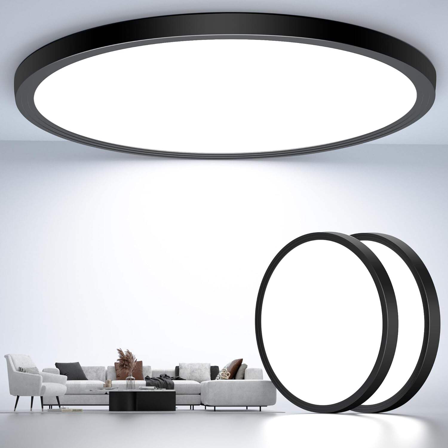 Flush Mount Ceiling Light Fixtures,12Inch Flat Led Light for Ceiling ...